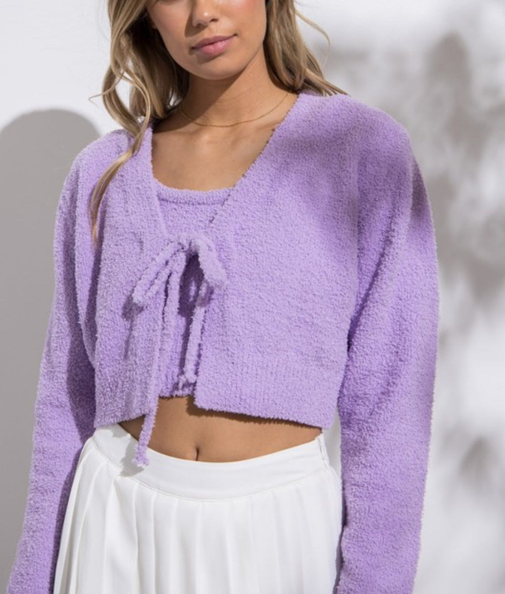 cardigan set - lavender ...Hailey cami and cardigan set - lavender ...
